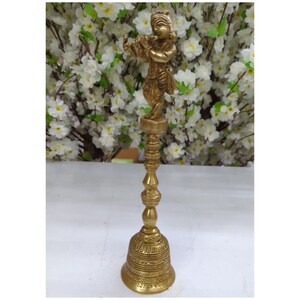 Brass Hand Bell Standing Krishna Bell for Temple Pooja Arti - Etsy