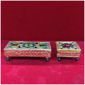 Indian Traditional Bajot Pooja Chowki for Pooja God Sitting Stool ...