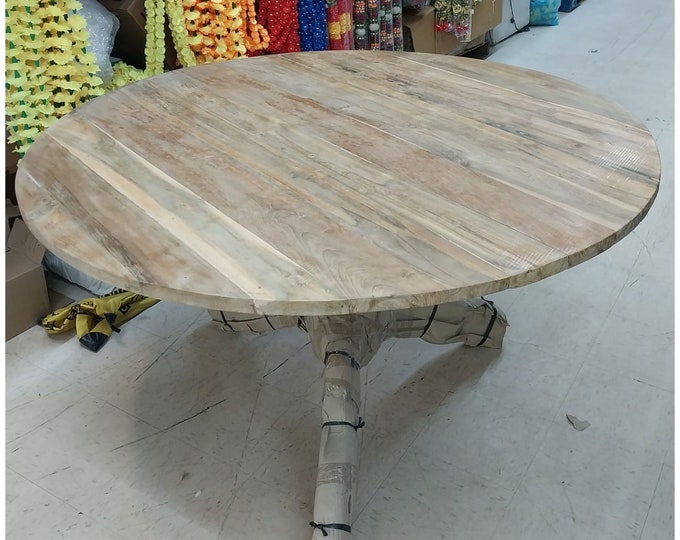 Wooden Round Table Top Vintage Round Table Handmade Rustic Wood Table ...