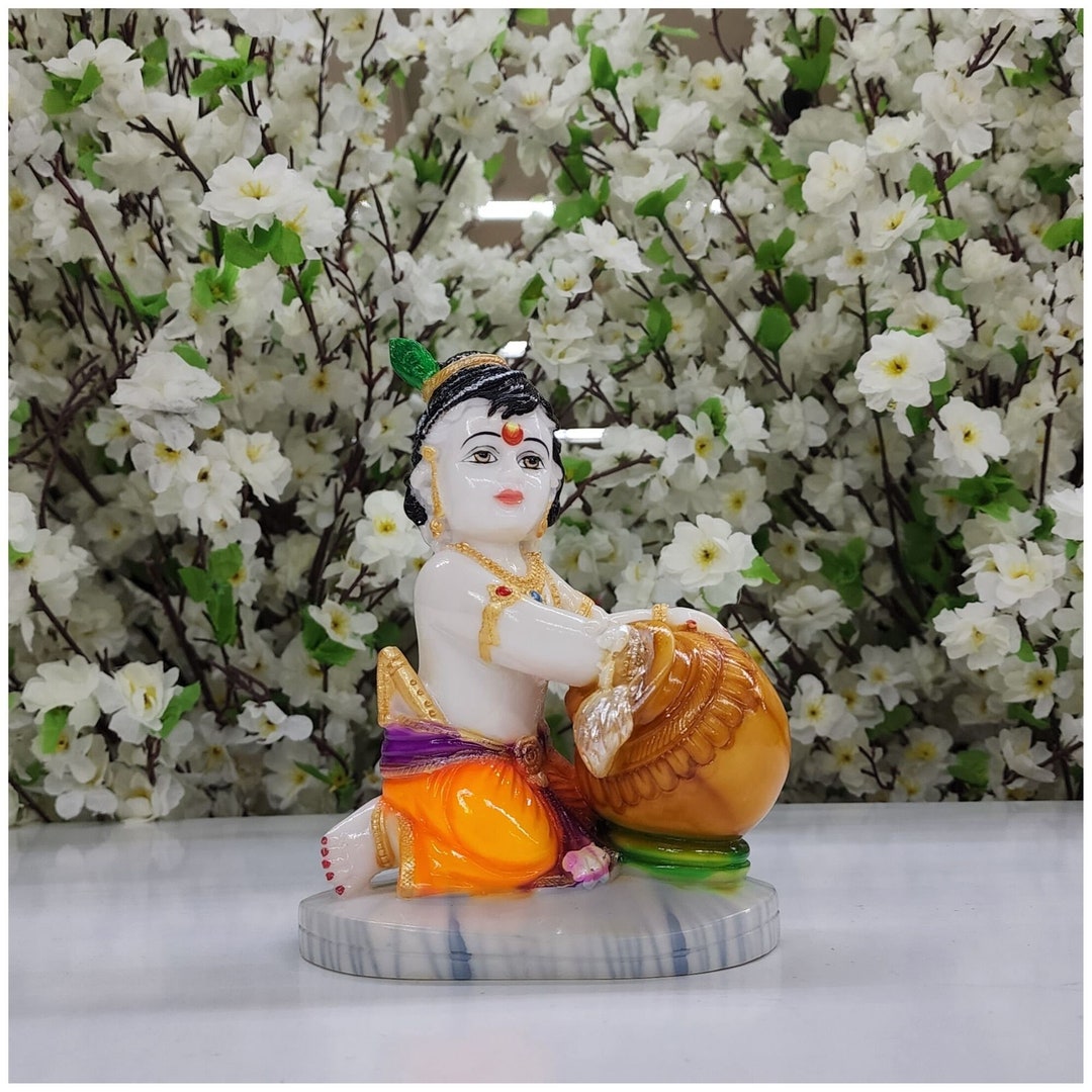 Baby Krishna Statue 7.25 in Small Krishna Idol for Home Bal Gopal Murti ...