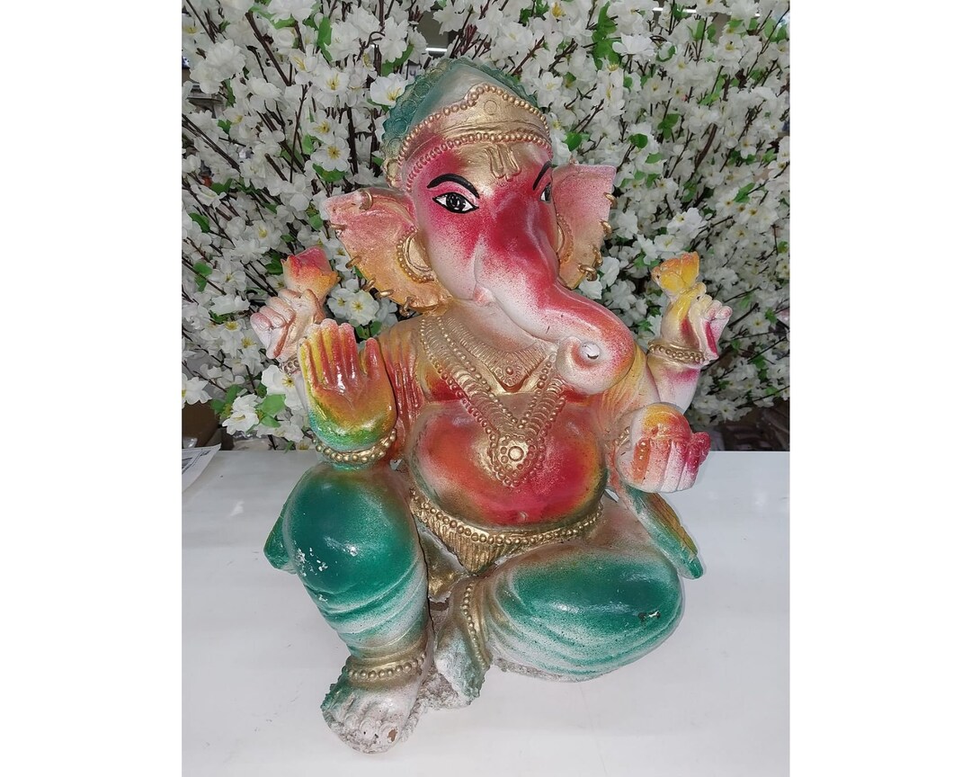 Vintage Ganesha Statue Large Clay Ganesh Idol for Home Decor Vintage ...