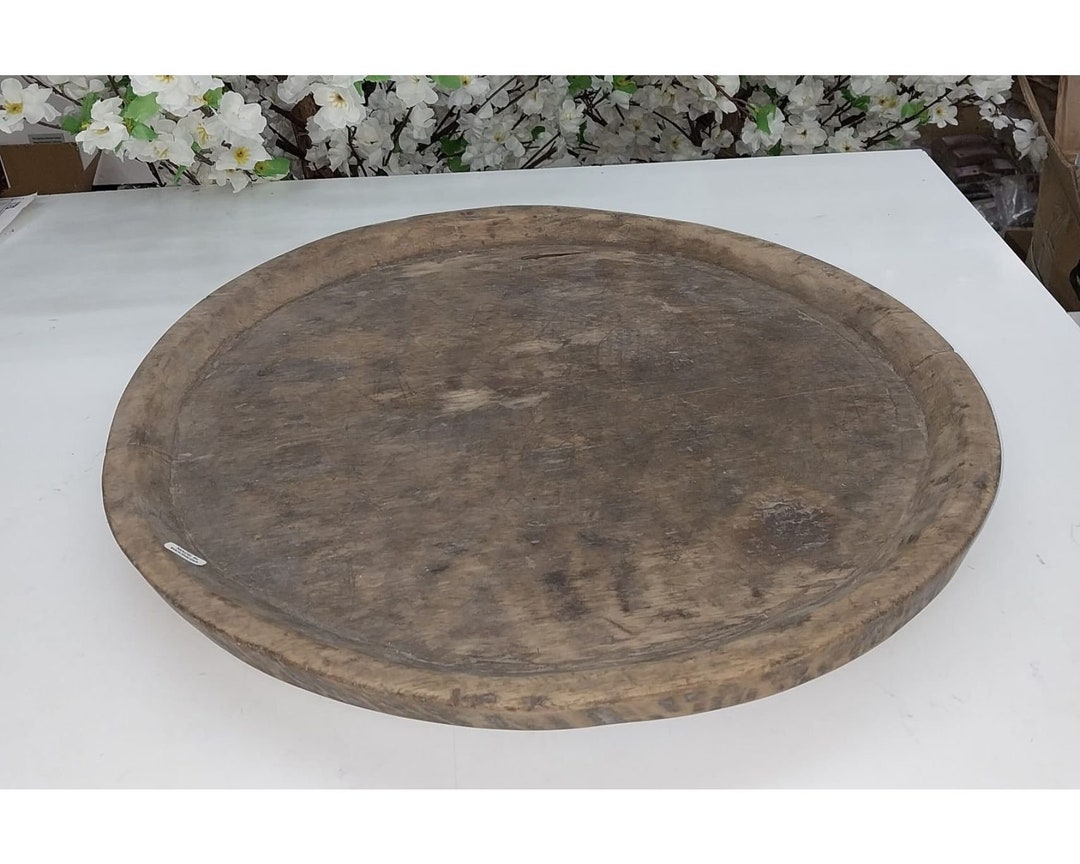 Vintage Wooden Plate Old Wood Dinner Plate Primitive Wooden Round Plate ...