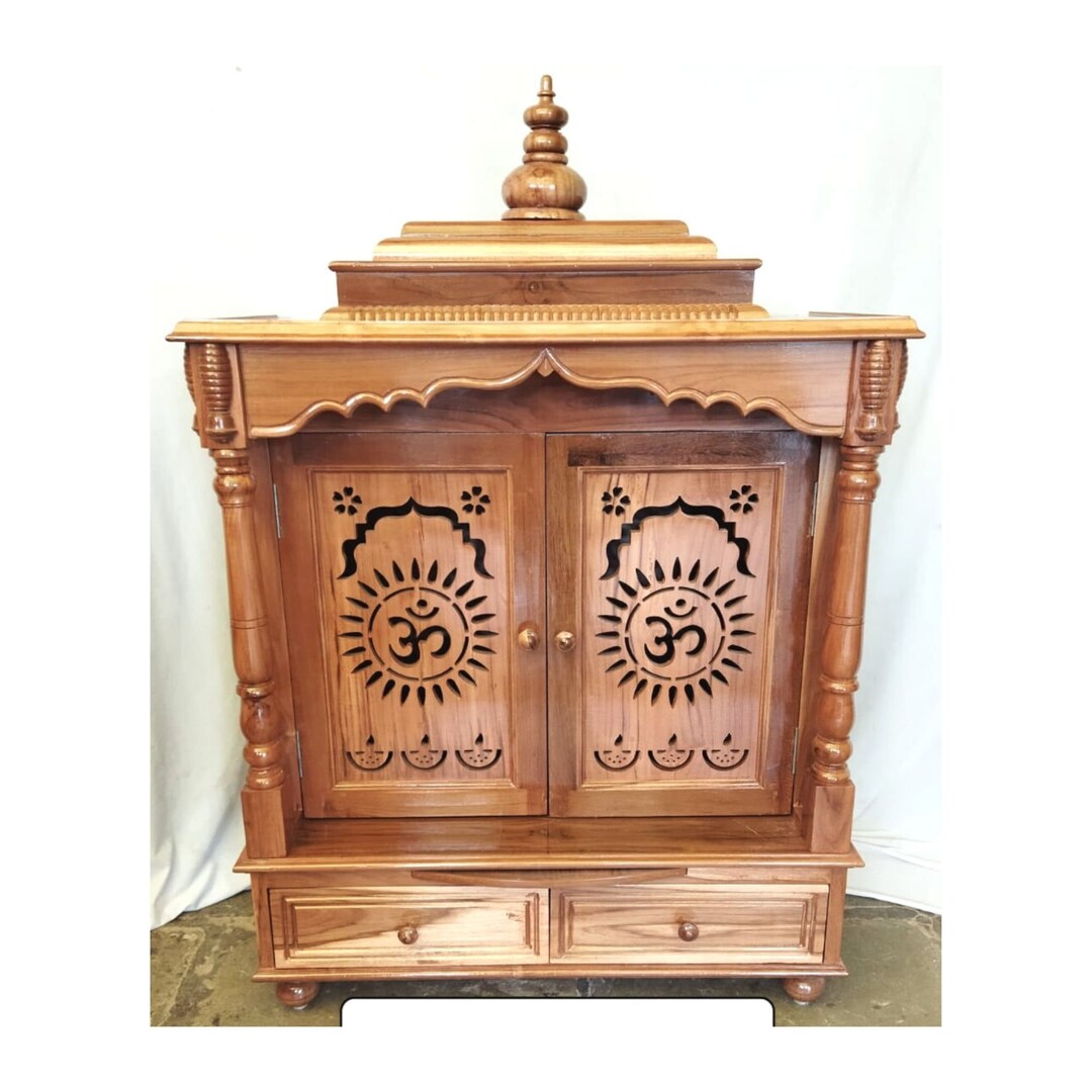 Wooden Temple Mandir for Home With Door Teak Wood Temple Pooja Mandir ...