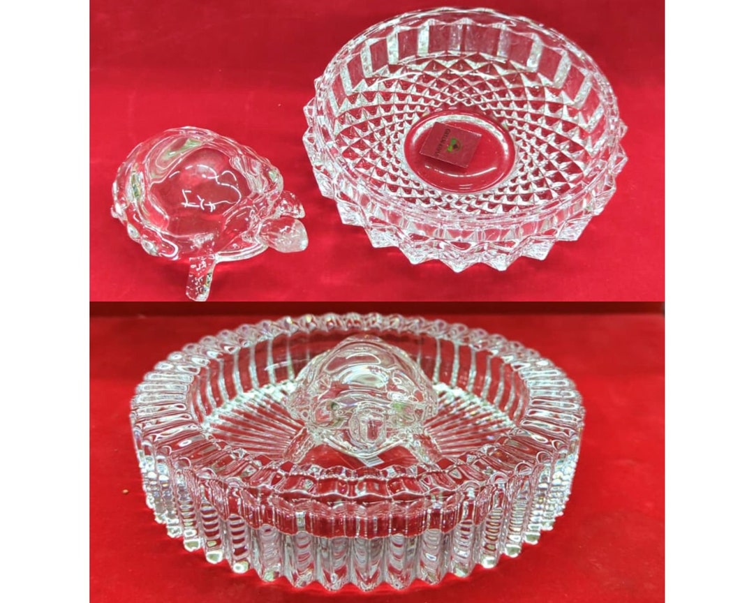 Vastu Feng Shui Crystal Turtle Tortoise With Plate for Good Luck Glass ...