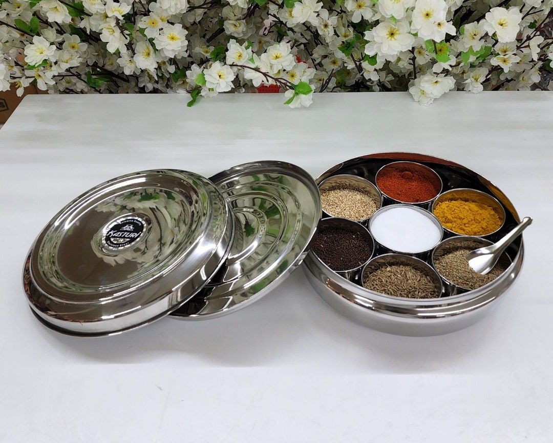 Stainless Steel Spice Box Masala Dabba Unique Spice Box With Individual ...