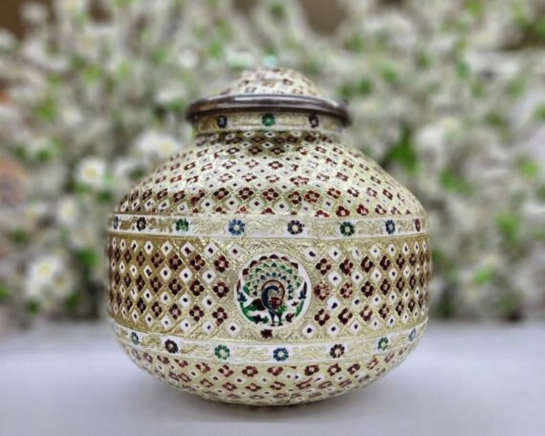 Buy Decorated Mammat Stainless Steel Matka With Lid Water Pot Online in ...