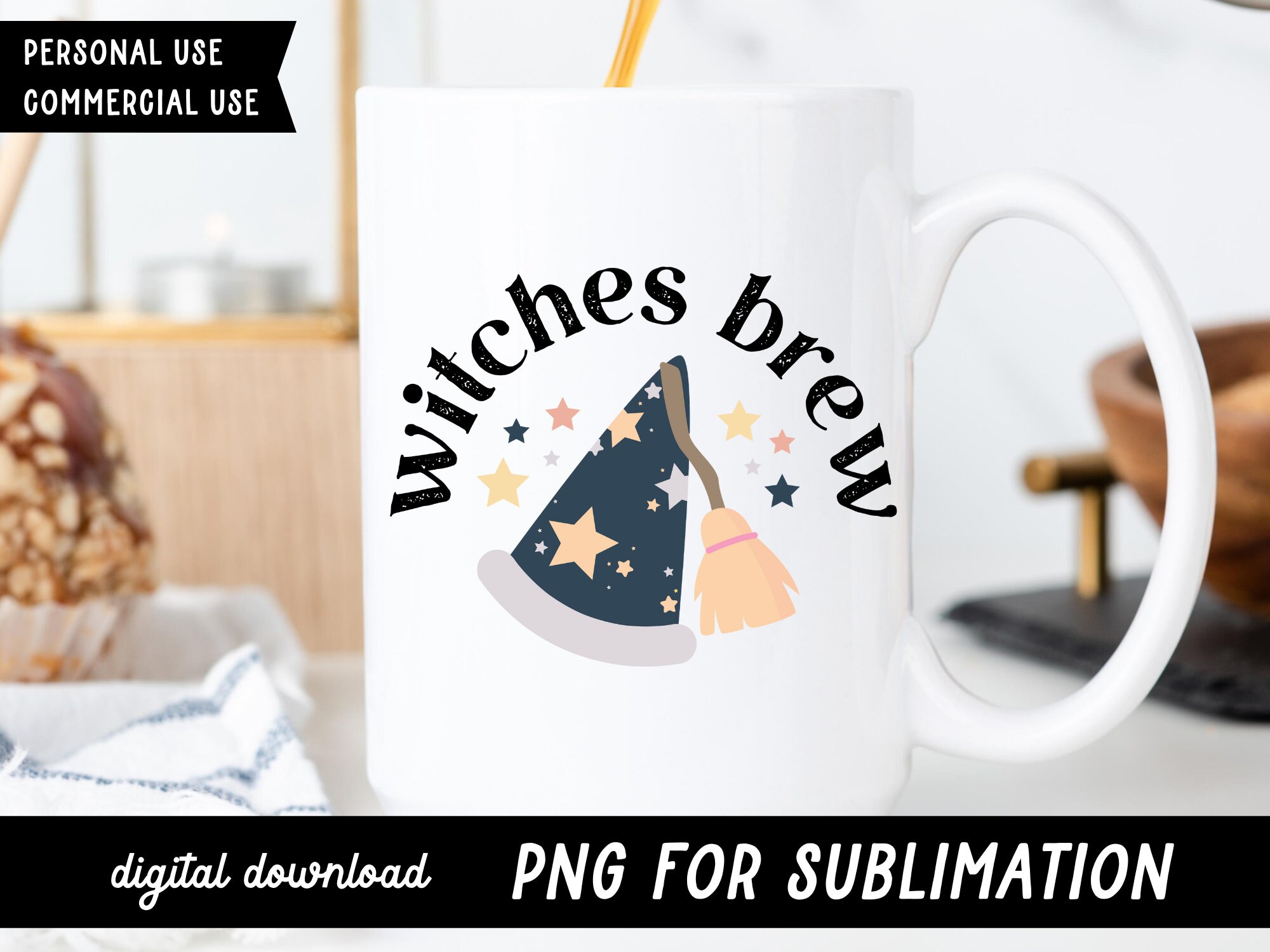 Witches Brew Png for Sublimation, Halloween Png, Witches Hat and Broom ...