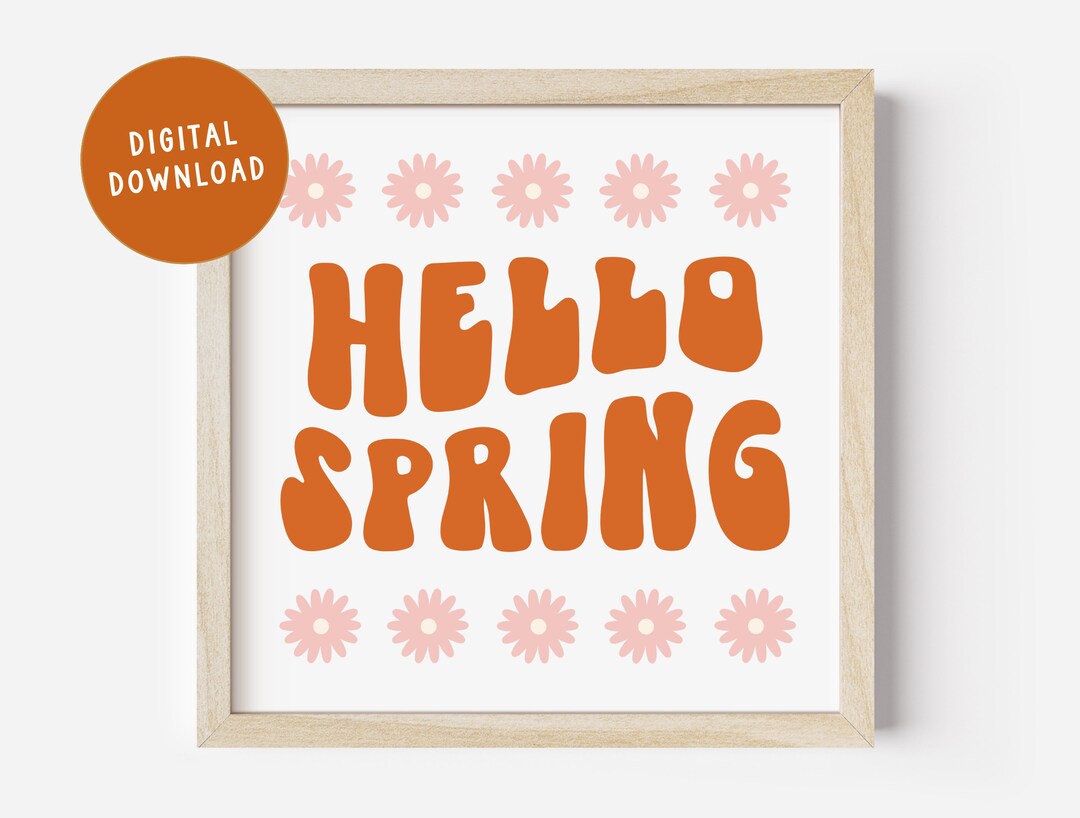 Hello Spring Png, Hello Spring Sign Png, Spring Sign Png, Retro Spring ...