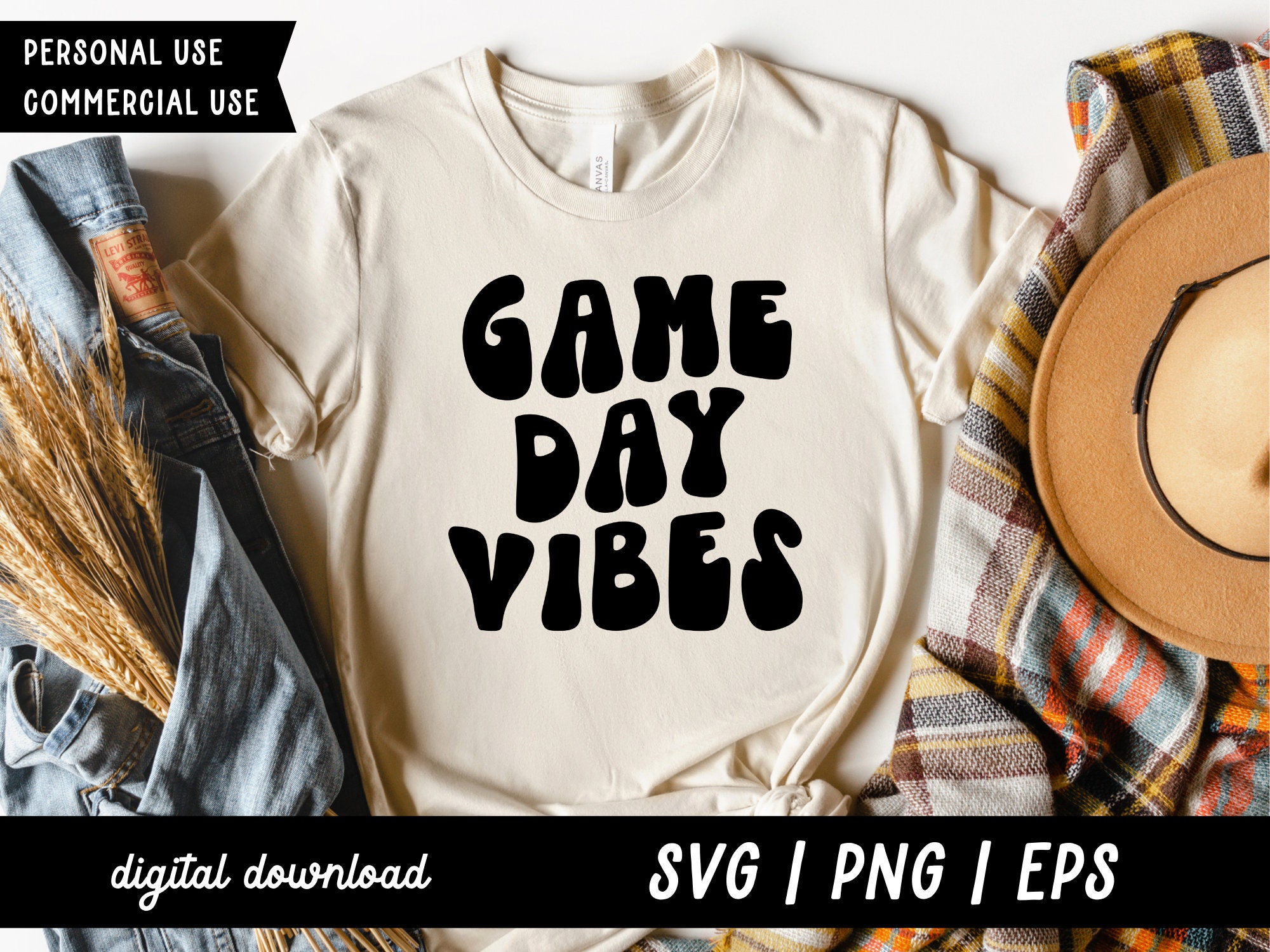 Game Day Vibes SVG Cut File, Football Quote Svg, Retro Game Day Shirt ...