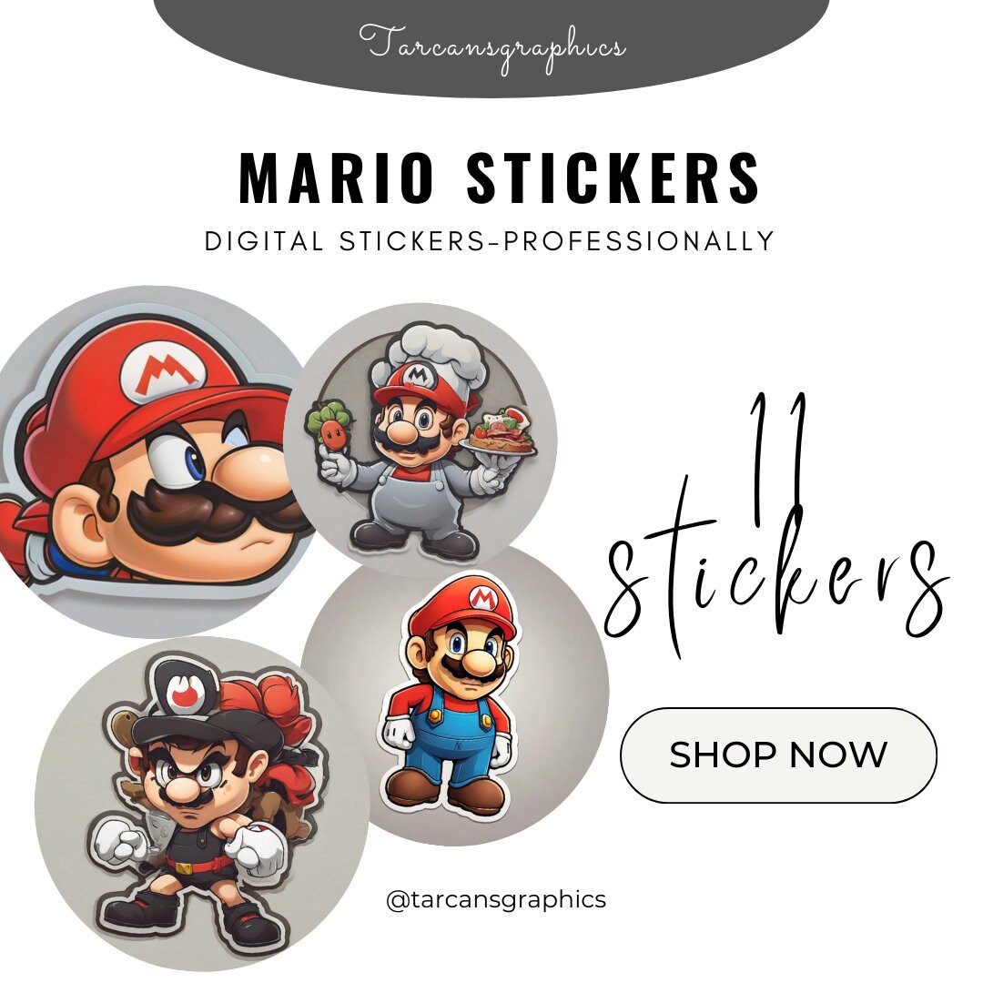 11 Mario Sticker, Digital Stickers, Svg Ultimate Mega Bundle of Clip ...