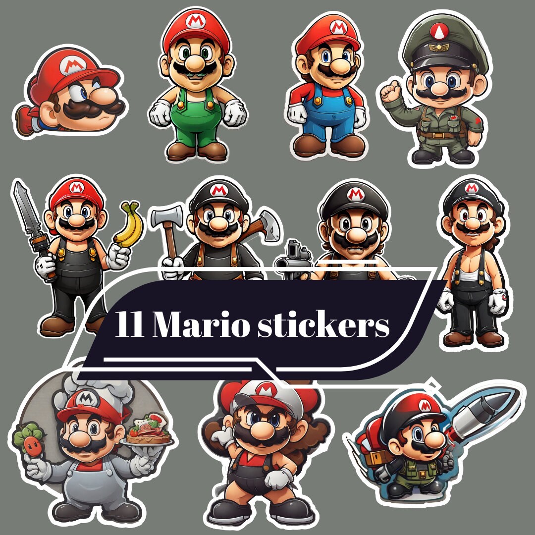11 Mario Sticker, Digital Stickers, Svg Ultimate Mega Bundle of Clip ...