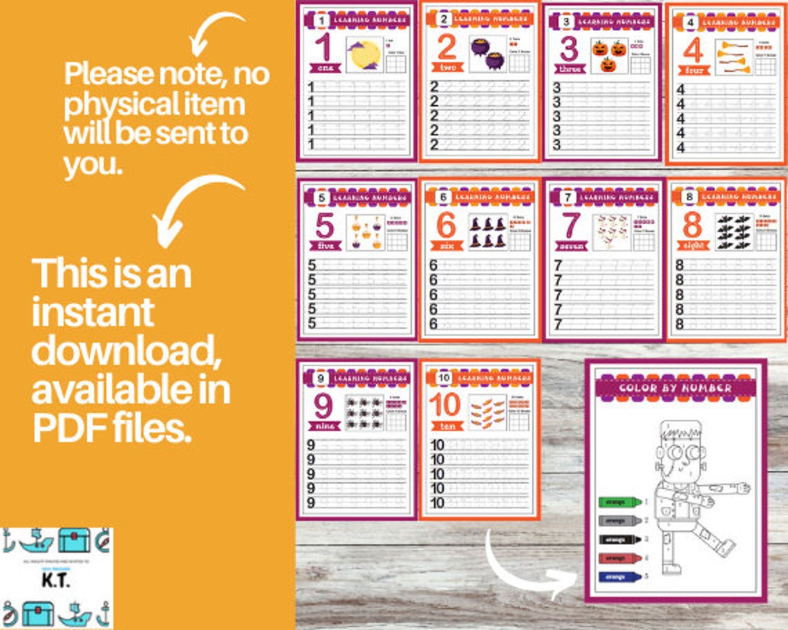 NUMBER TRACING Worksheets | Numbers Printable | Halloween | Preschooler ...