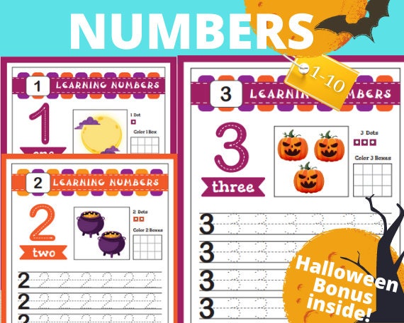 NUMBER TRACING Worksheets Numbers Printable Halloween | Etsy
