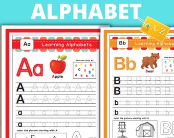 ALPHABET Tracing Worksheets ABC Letters Printable Preschooler Pre-k ...