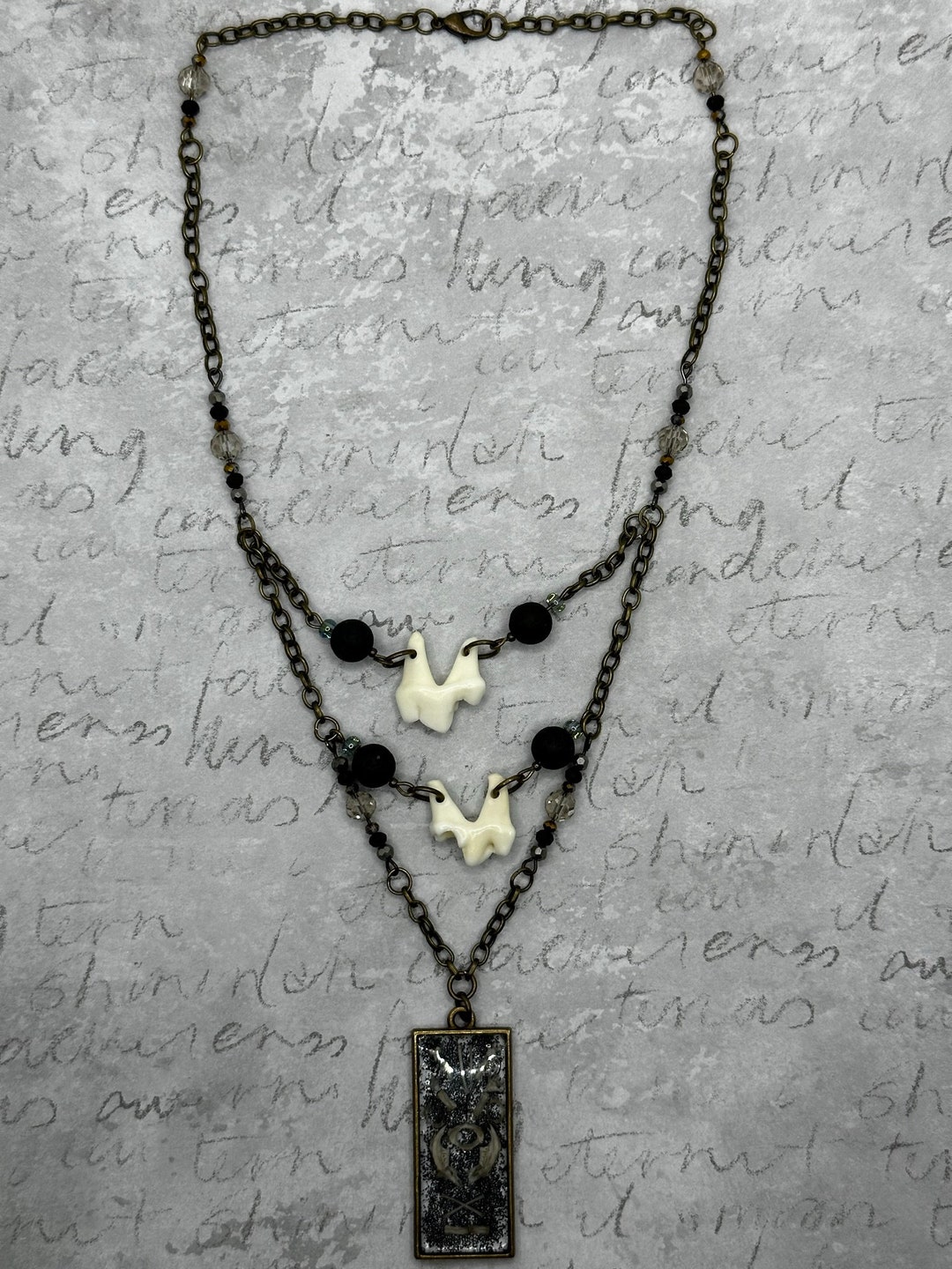 Real Rodent Bone and Racoon Molar Necklace With Volcanic Stone, Crystal ...
