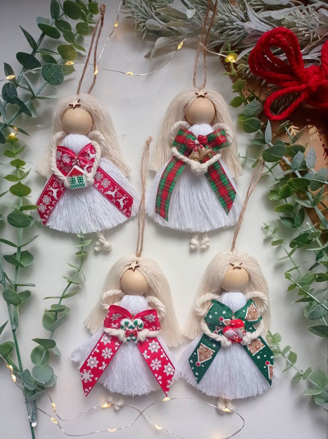 Set of 4 Little Beautif Handmade Angels| Xmas Tree Ornaments|christmas ...