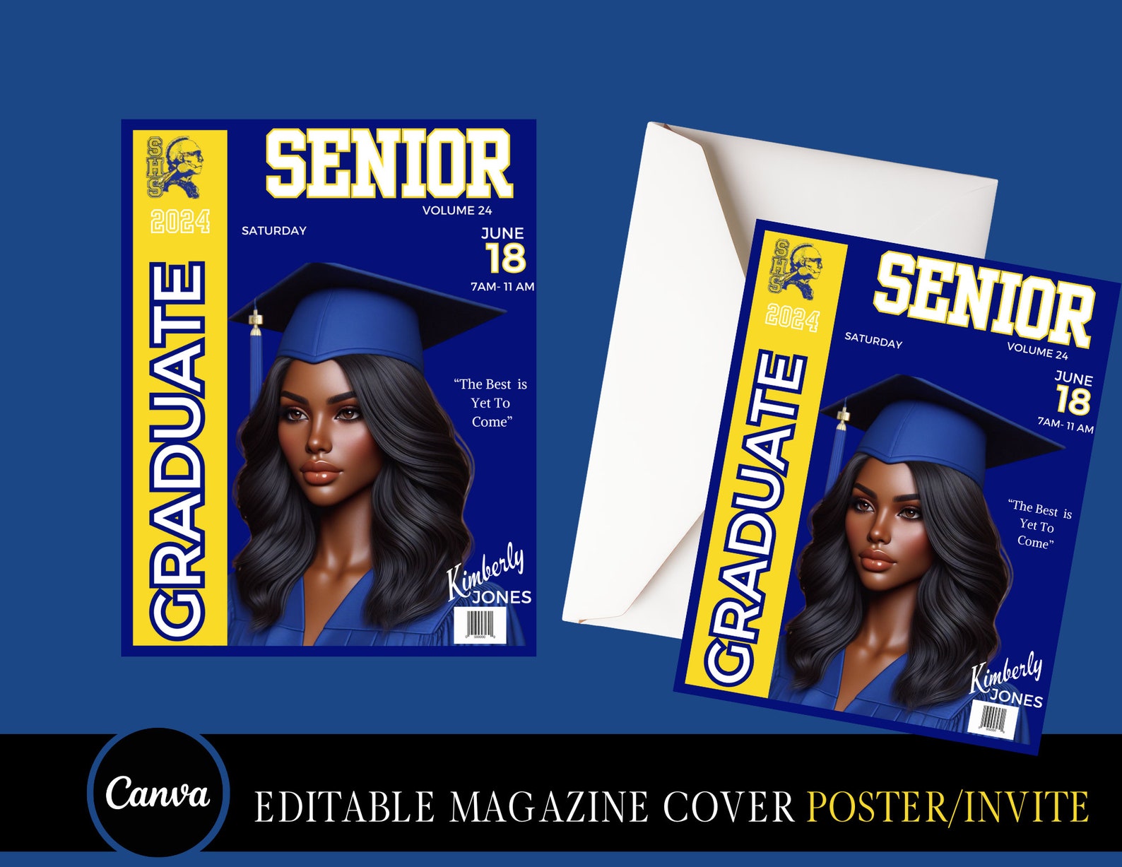 Grad Canva Senior 2024 Magazine Templates • Editable • Graduate ...