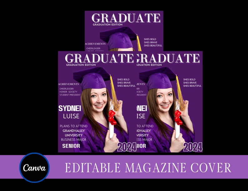 2024 Graduation Editable Digital Magazine Cover | Custom Magazine Cover ...