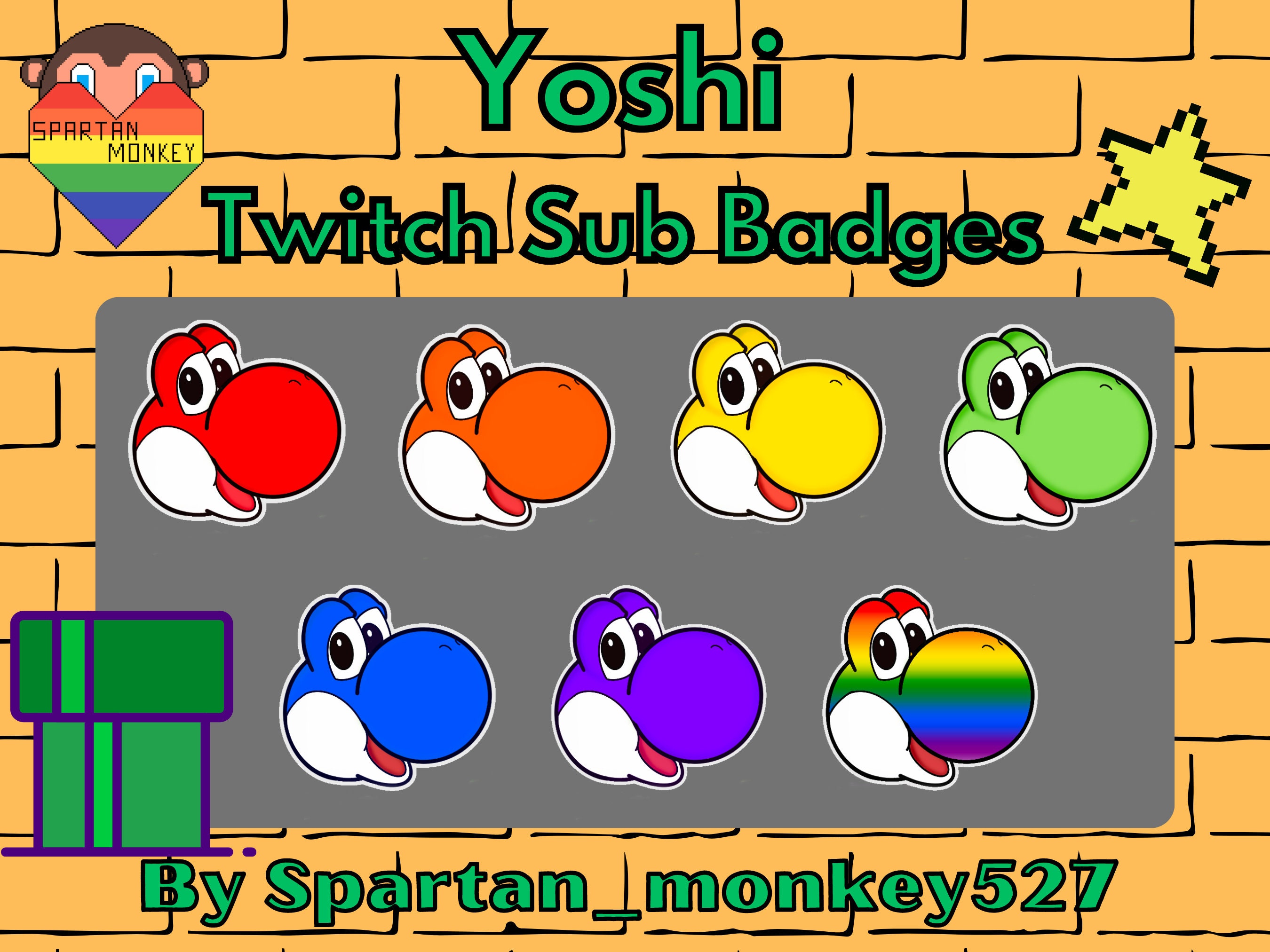 Yoshi Twitch Sub Badges - Etsy