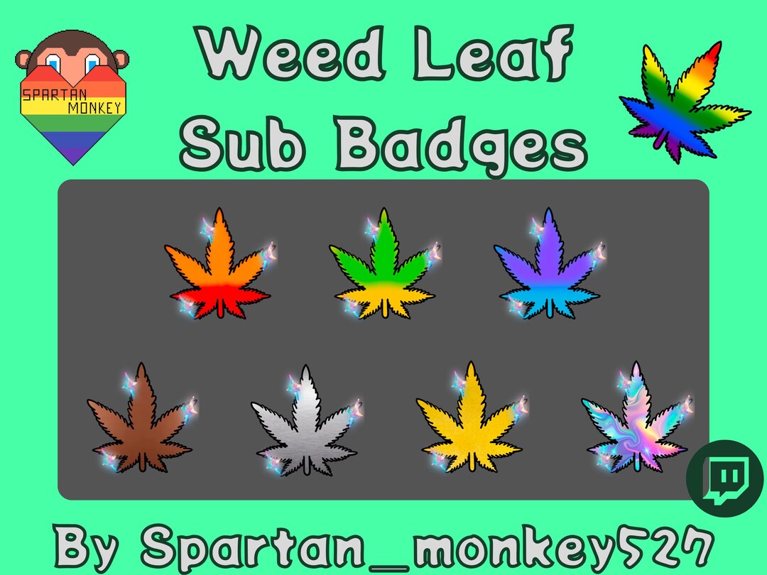 WEED LEAF Sub Badges - Etsy UK