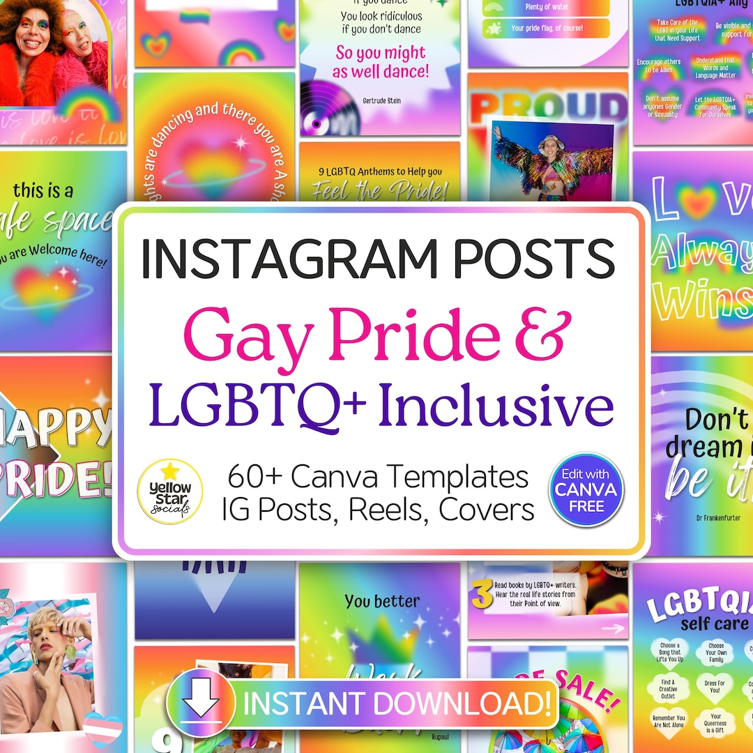 Gay Pride Instagram LGBTQ Inclusive Social Media Posts. 60 Rainbow ...