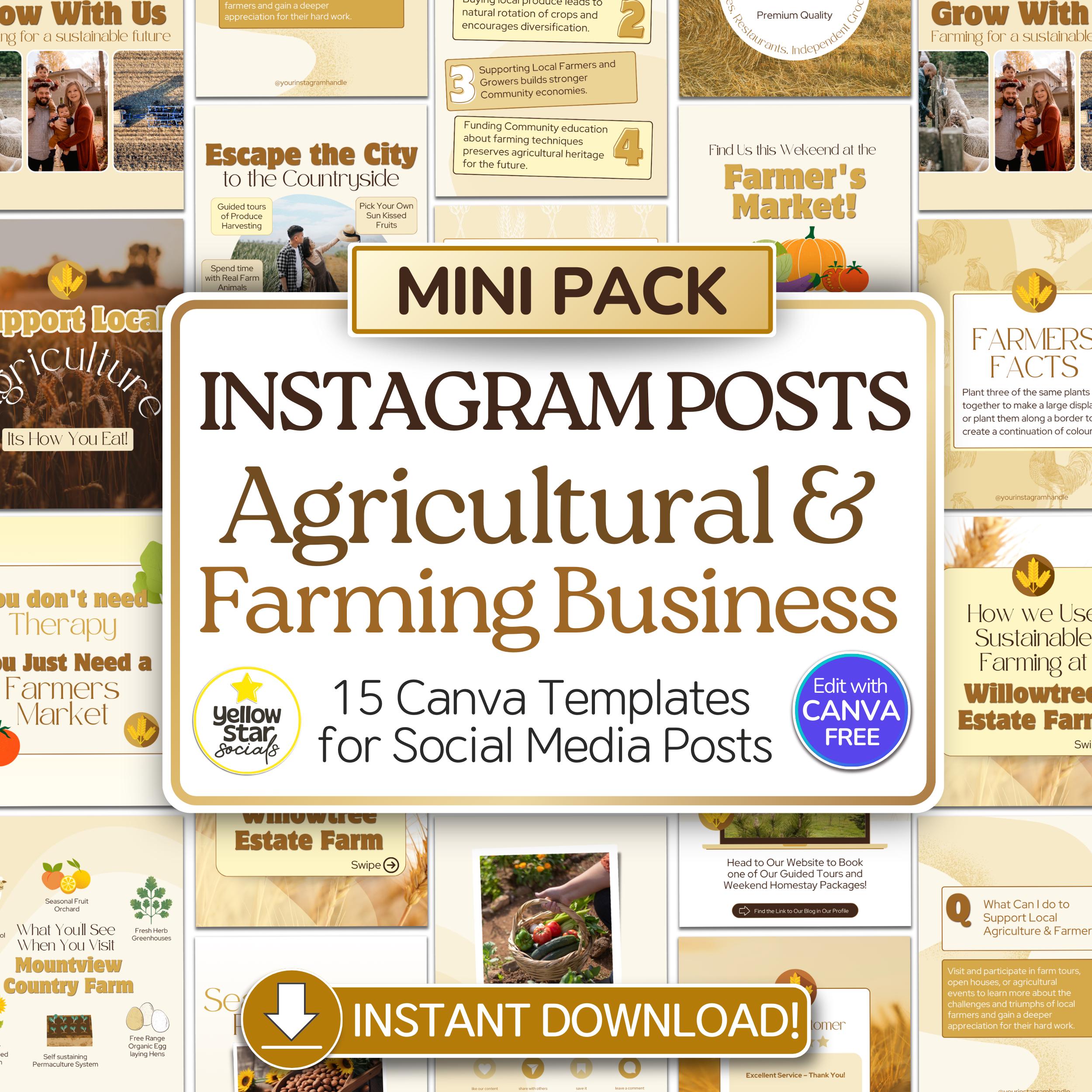 Farming & Agricultural Business Instagram Templates. 15 Canva Designs ...