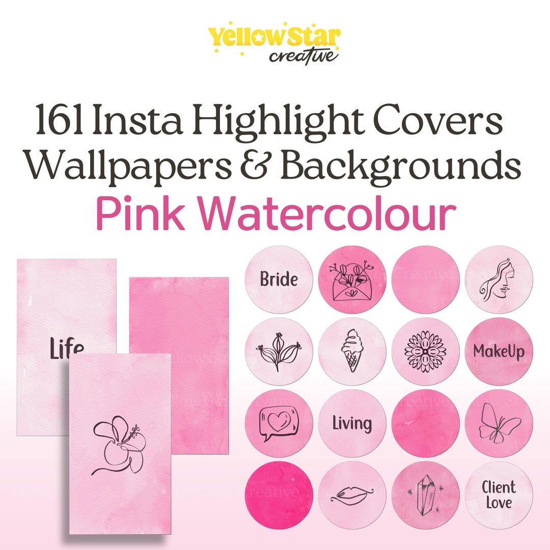 Aesthetic Pink Instagram Story Covers, Watercolor Highlight Icons ...
