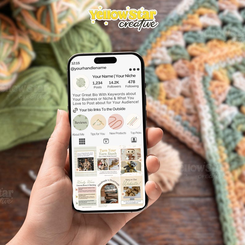 Knitting & Crochet Instagram Templates Bundle. 50+ Canva Designs for ...