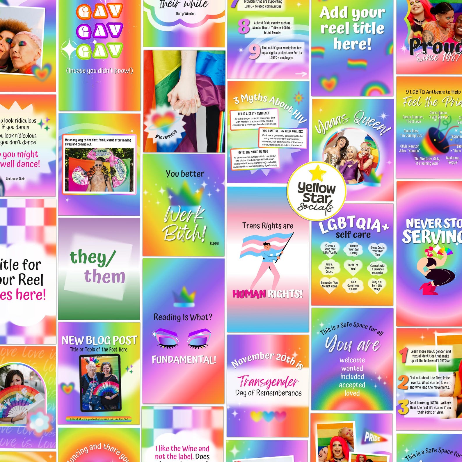 Gay Pride Instagram LGBTQ Inclusive Social Media Posts. 60 Rainbow ...