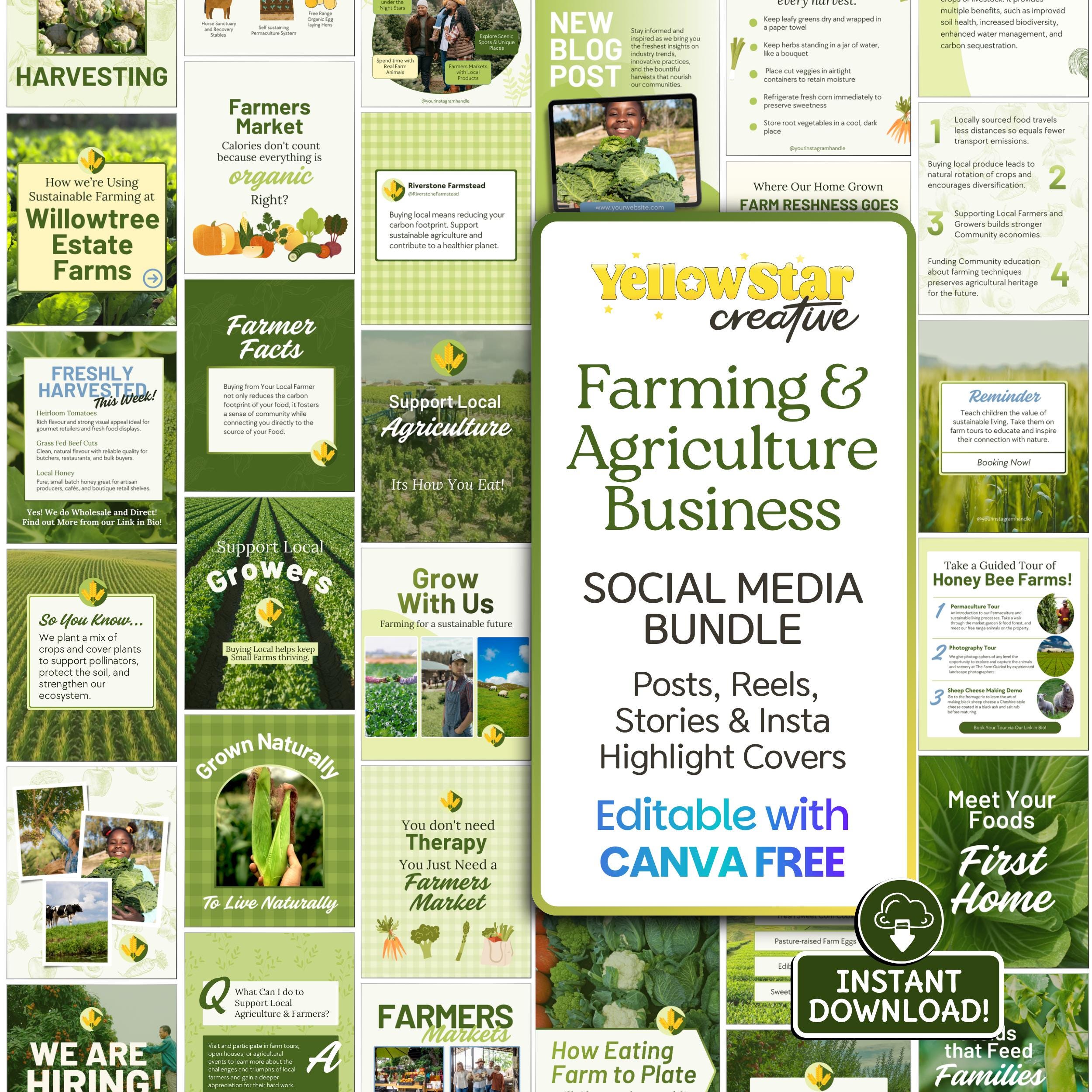 Agriculture Business & Farming Social Media Posts Canva Designs. 50 ...