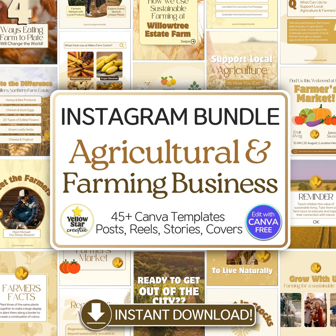 Agriculture Business & Farming Instagram Templates. 50+ Canva Designs ...