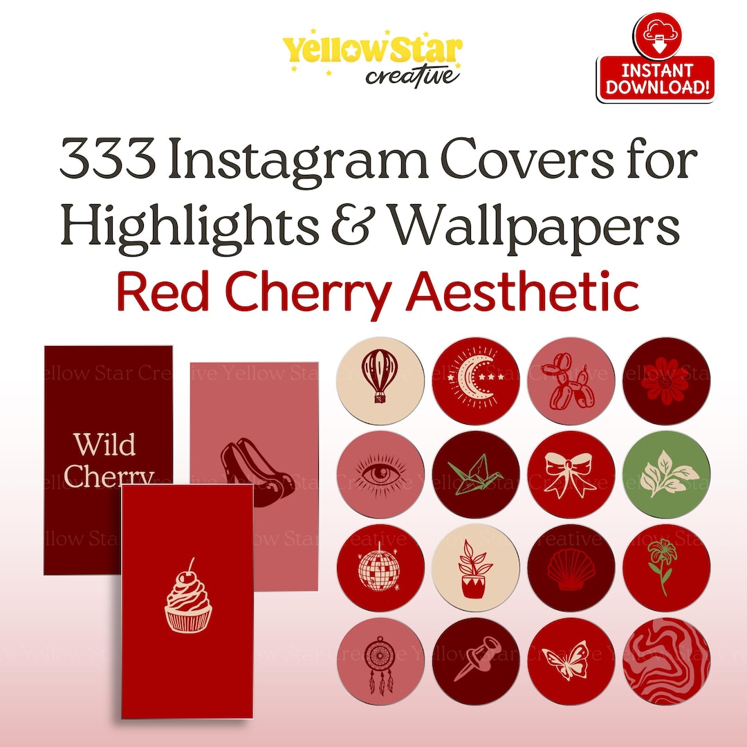 Dark Red Cherry Instagram Highlight Covers, 333 Red Aesthetic Hand ...