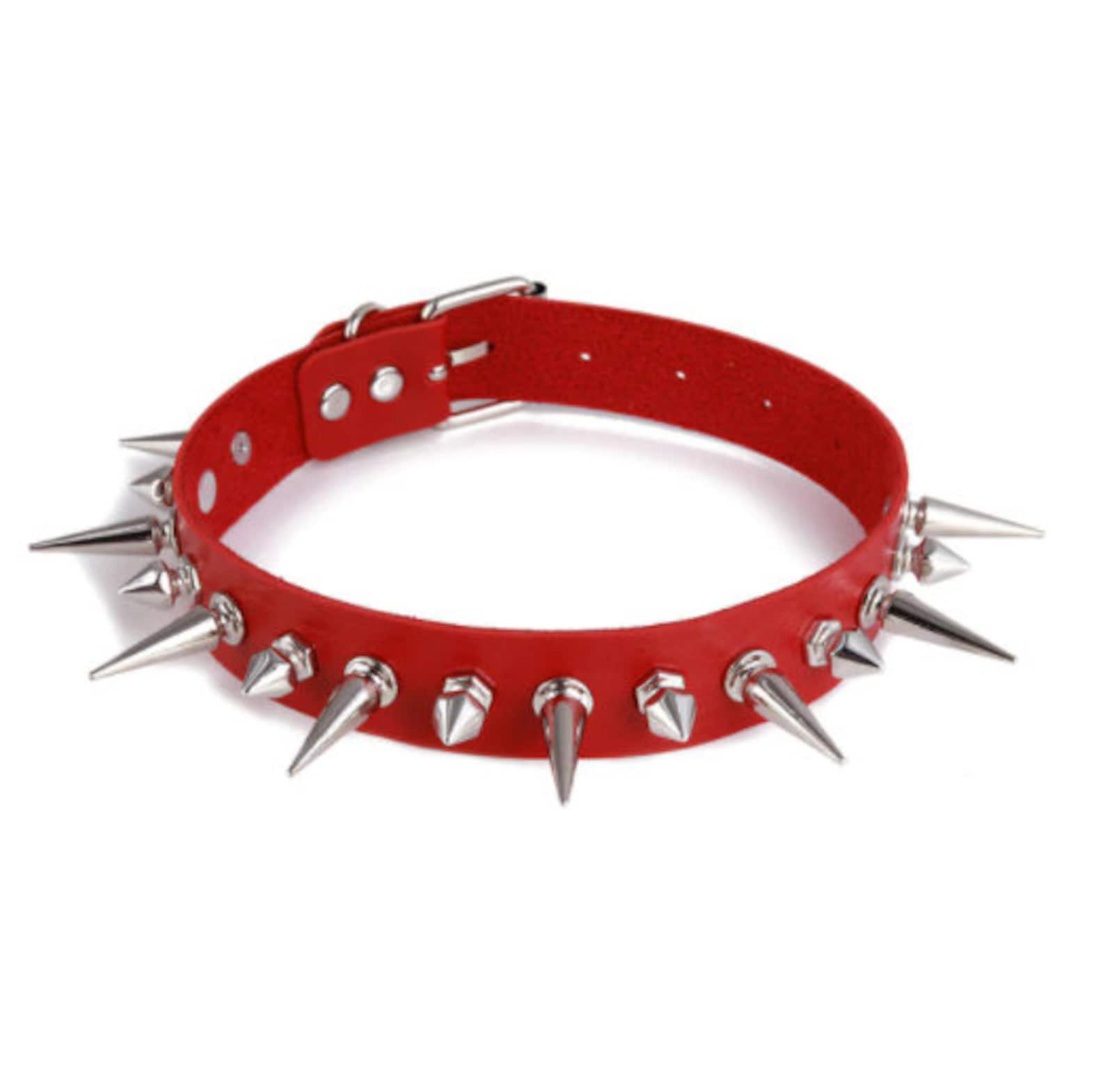 Emo Spike Choker Punk Halsband Goth Halskette Mode Vegan Leder | Etsy