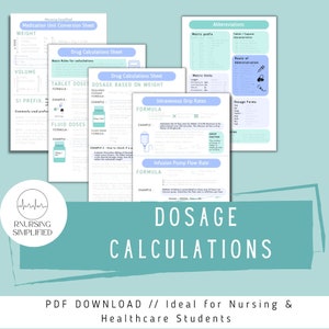 Dosage Calculation. Nursing / Medical / Study / Notes / Revision - Etsy