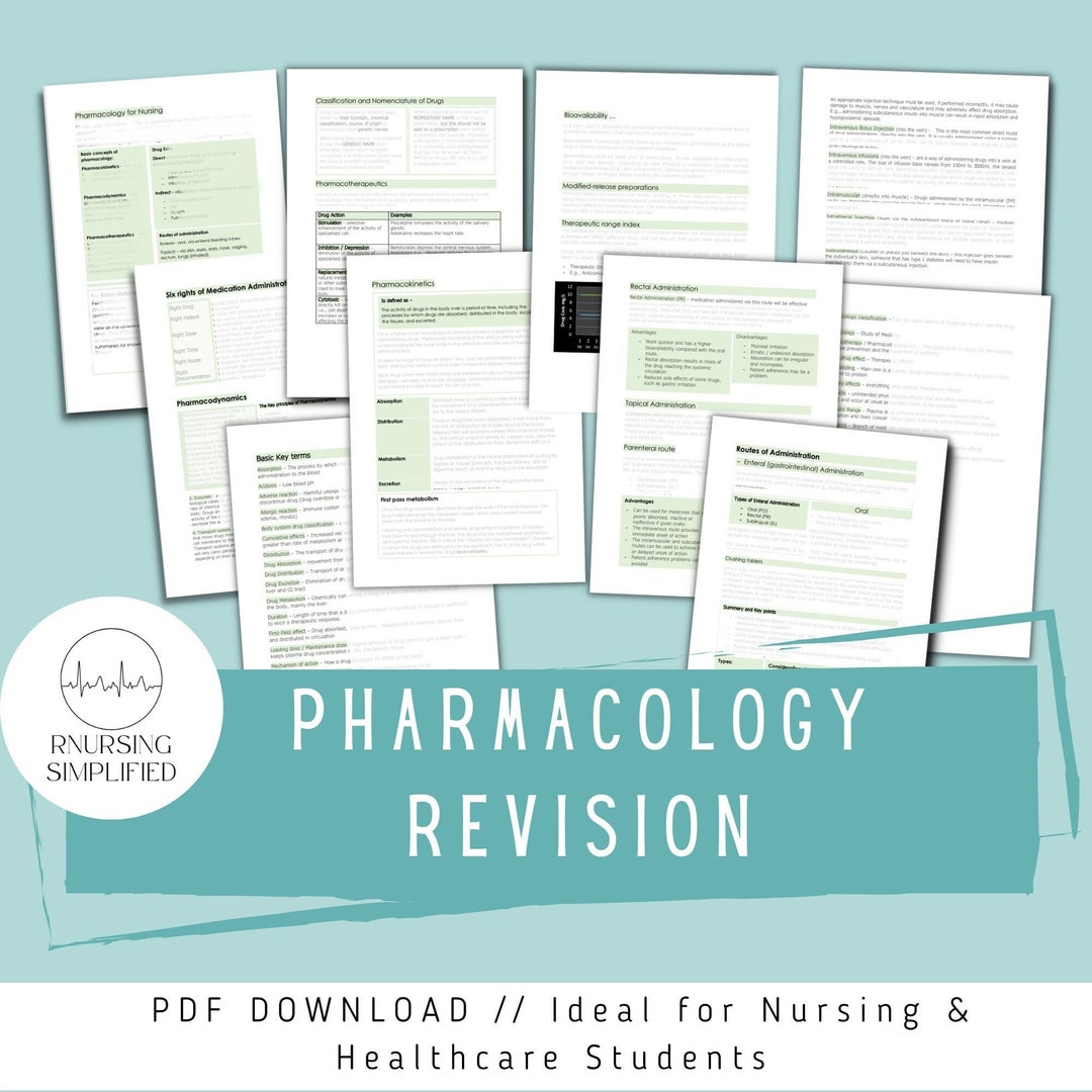 Pharmacology Revision Notes 10 Pages // Nursing // Healthcare // Basic ...