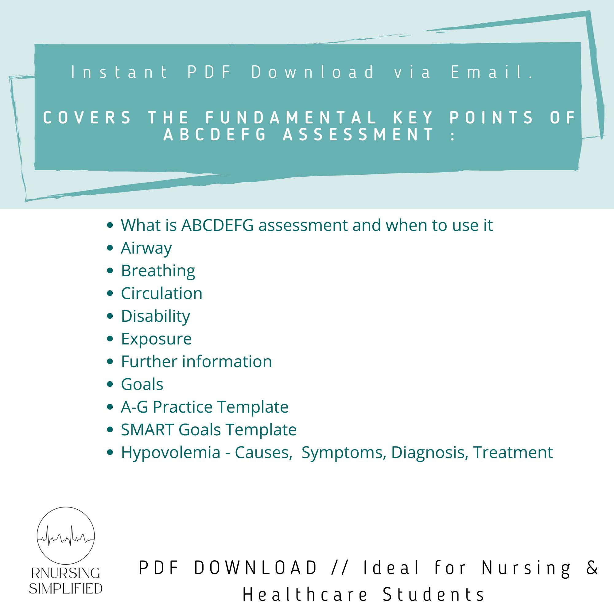 ABCDEFG Assessment / Nursing / Template / Guide / Clinical / Medical - Etsy