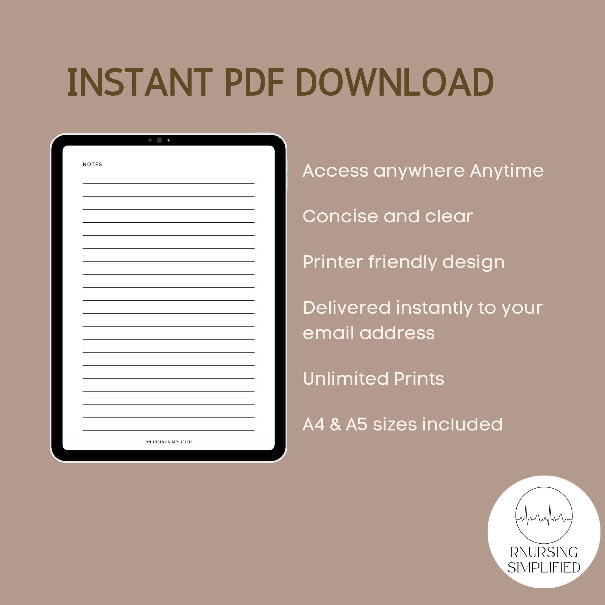 Printable Note Pages, Blank Writing Sheet, Study Notes Template ...