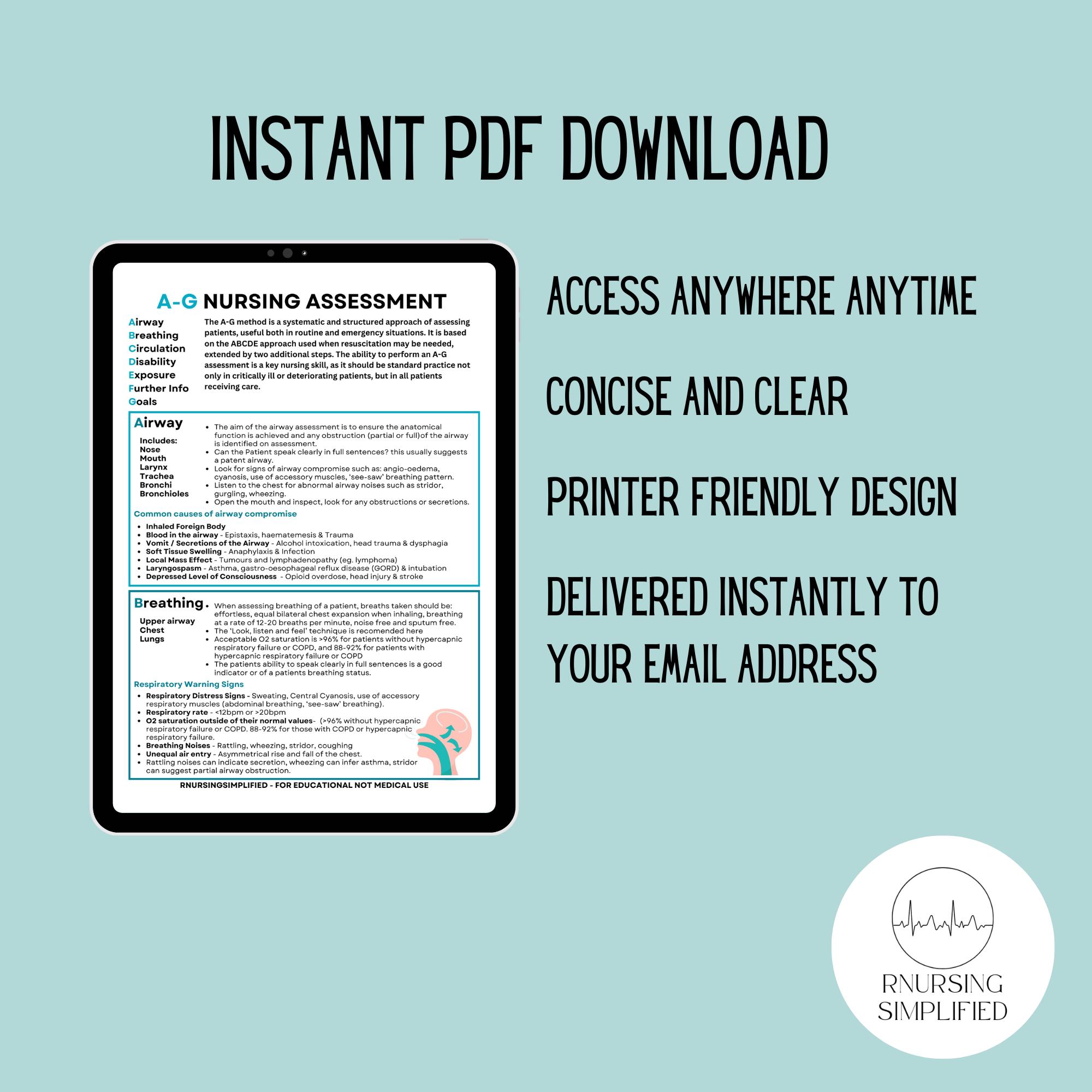 ABCDEFG Assessment / Nursing / Template / Guide / Clinical / Medical - Etsy