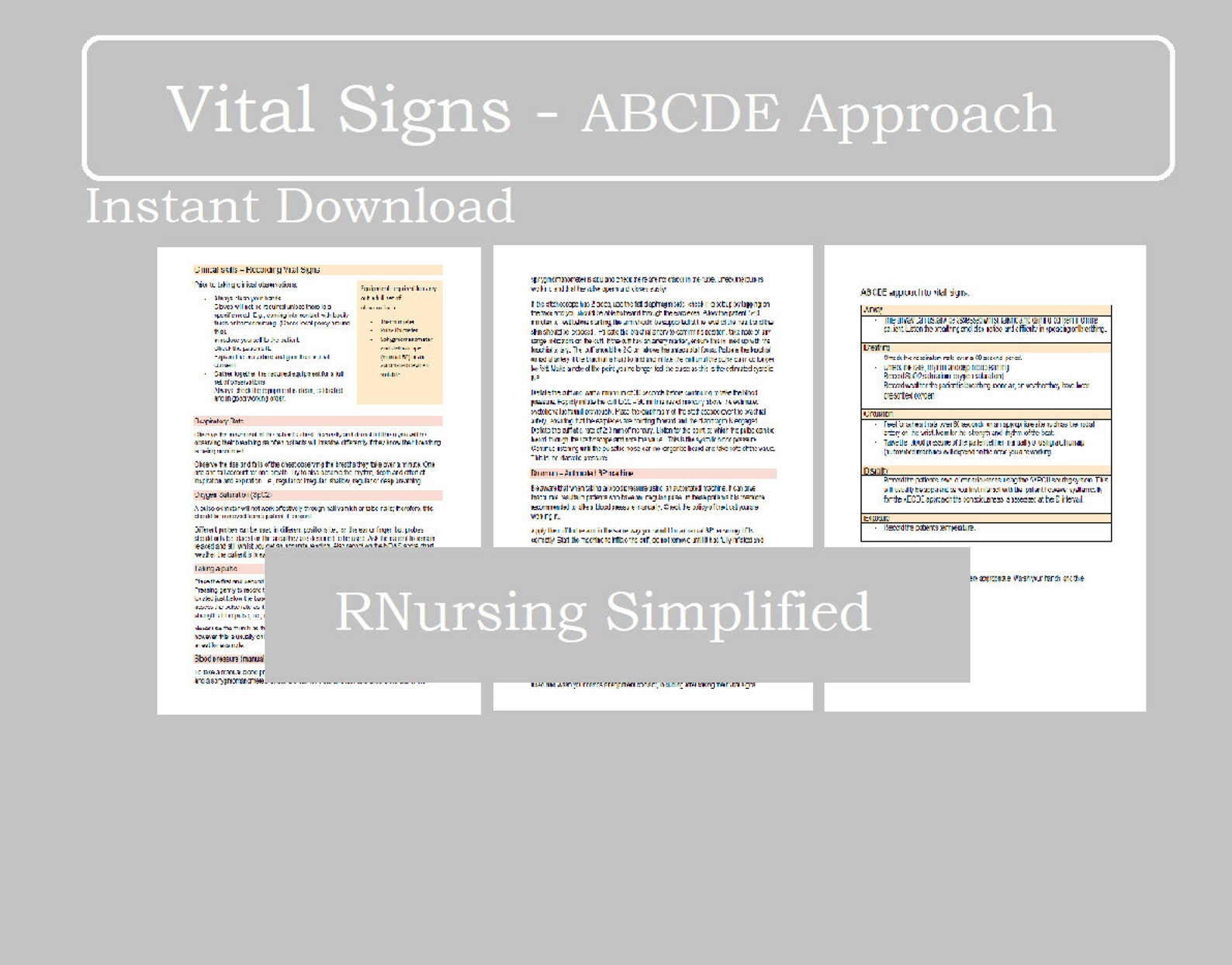 Vital Signs ABCDE Approach Nursing Notes | Etsy