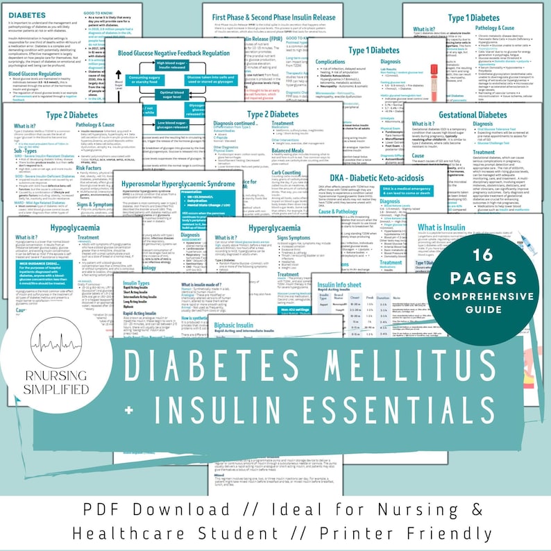 Diabetes Study Note Bundle / Medical / Nursing / Physician / Insulin ...