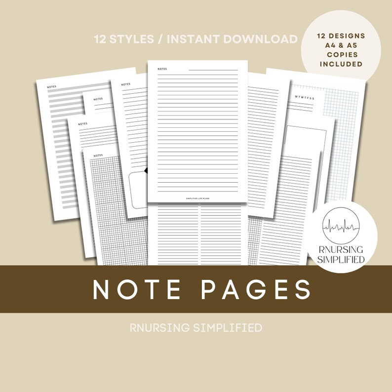 Printable Note Pages, Blank Writing Sheet, Study Notes Template ...