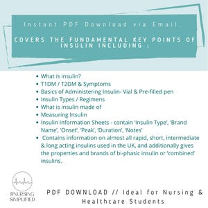 Insulin Essentials / Nursing Notes / Diabetes / Study / Nurse - Etsy