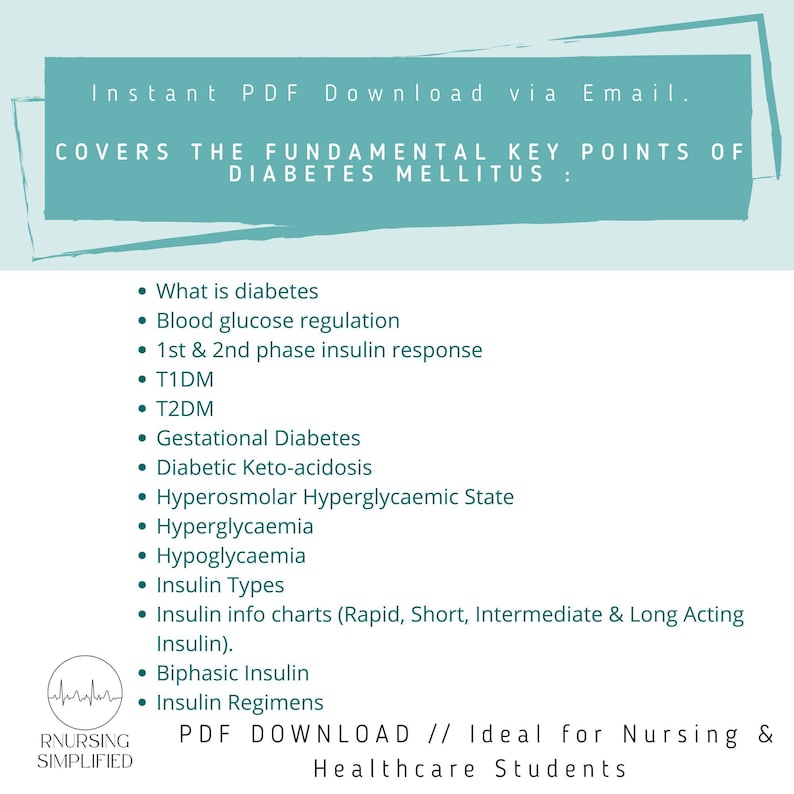 Diabetes Study Note Bundle / Medical / Nursing / Physician / Insulin ...