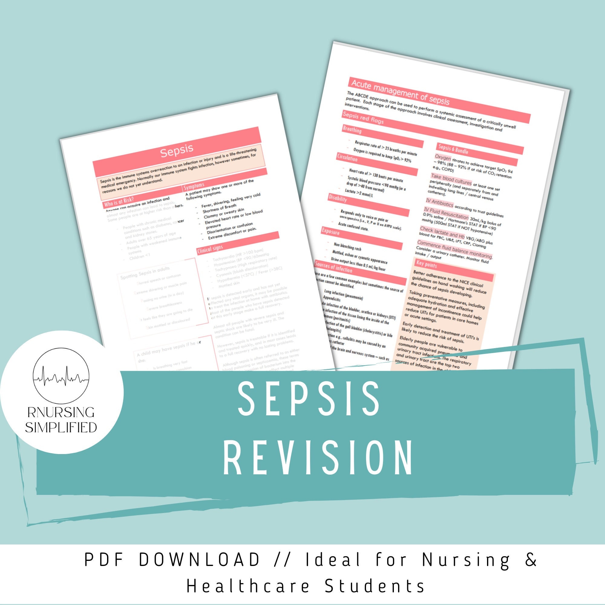 Sepsis Revision Notes for Nursing // Healthcare // Revision // Study ...