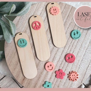 Retro Smiley Bookmarks Svg, Smiley Face Laser Bookmark Svg, Kids ...