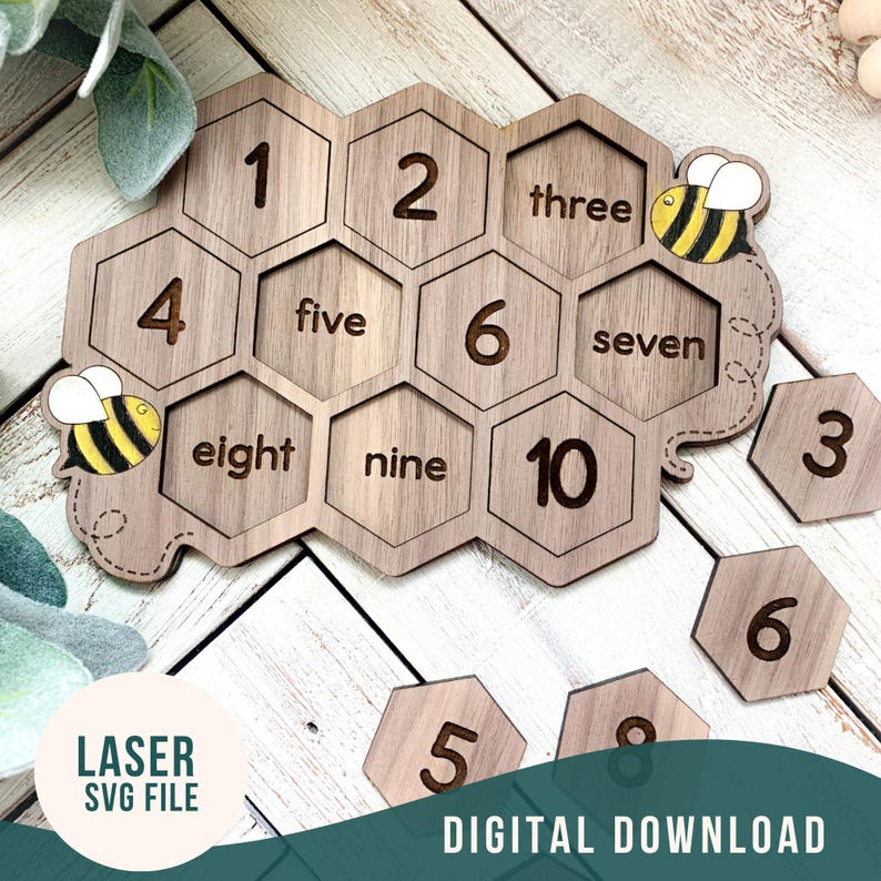Montessori Bee Number Puzzle SVG, Laser Cut File (digital Download) - Etsy