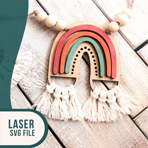 Rainbow Macrame Garland Svg, Macrame Wall Hanging Svg, Boho Rainbow ...