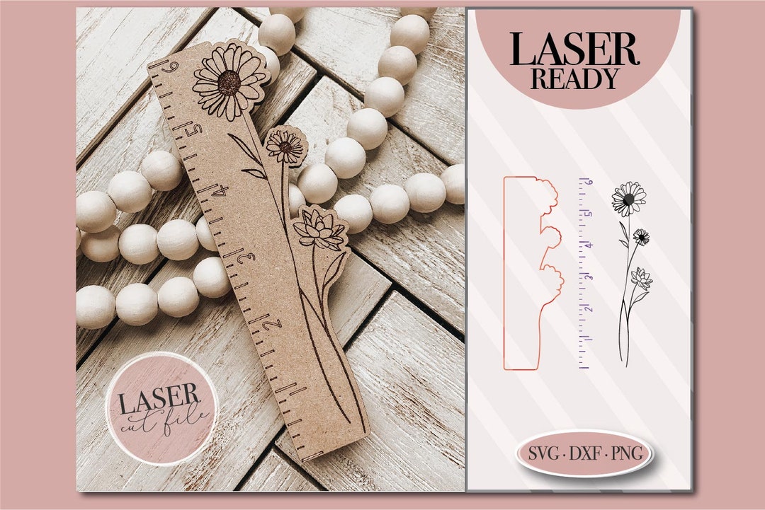 6" Ruler Svg, Floral Ruler Svg, Laser Cut Ruler, Wooden Ruler Svg ...