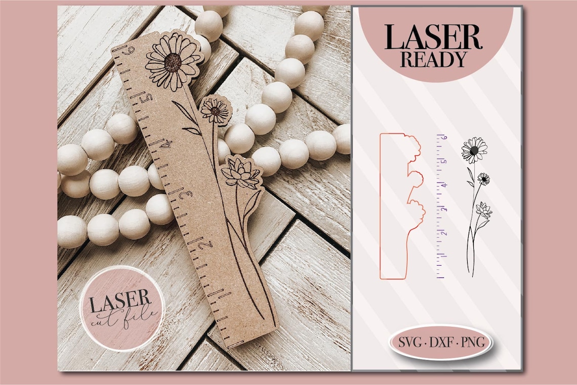 Règle 6 svg Règle florale svg Règle de découpe laser - Etsy France
