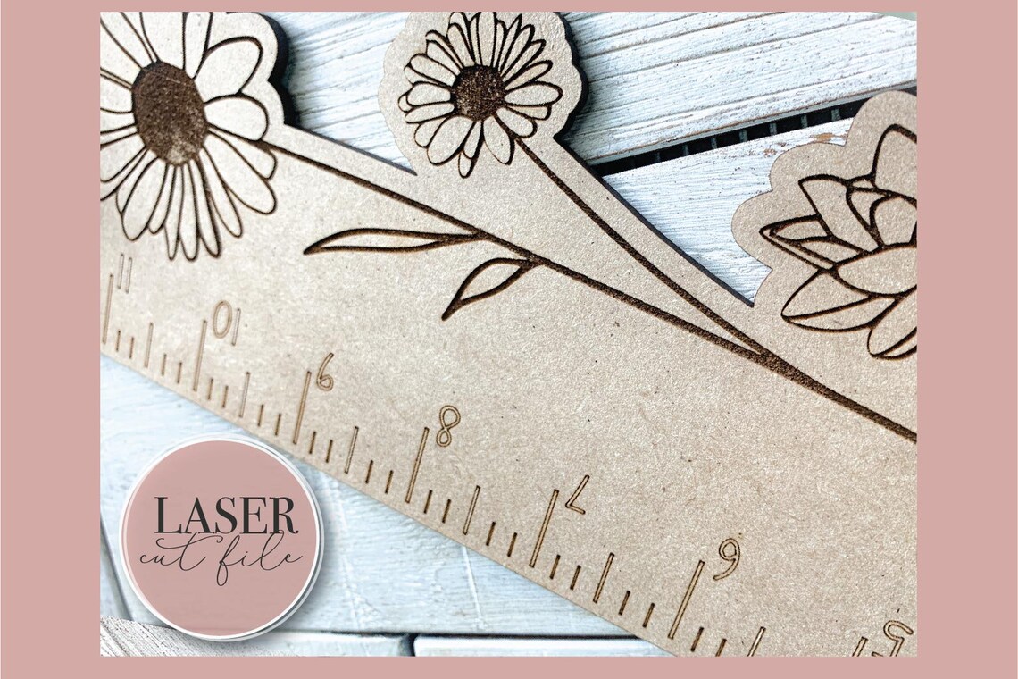 12 Ruler svg Floral Ruler svg Laser Cut Ruler Wooden | Etsy